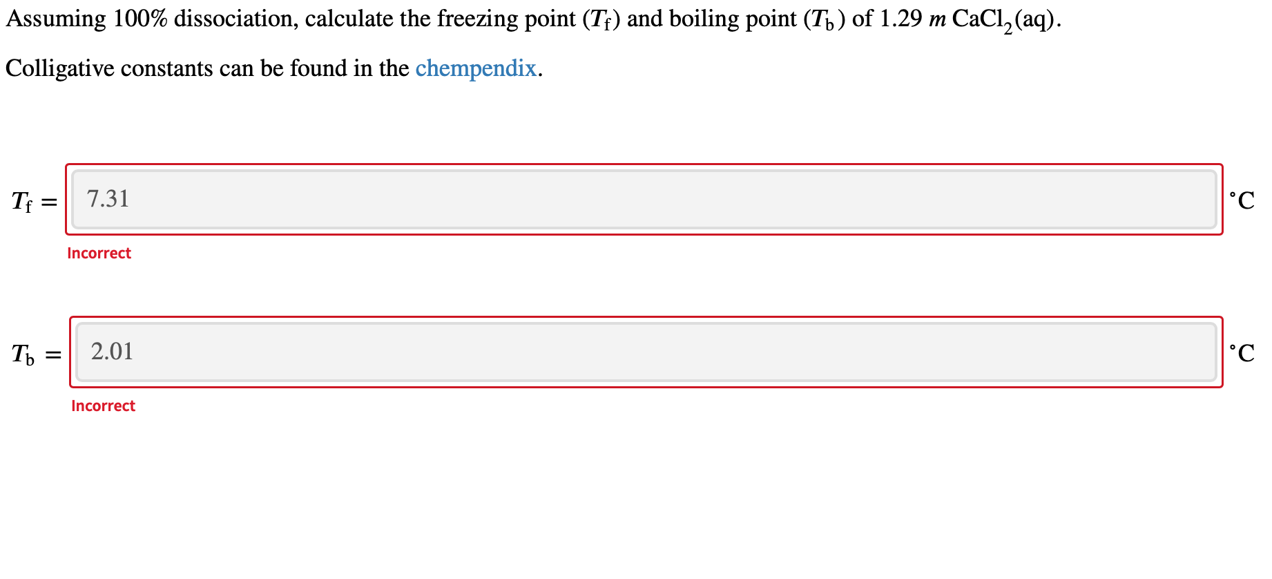 Solved Assuming 100% dissociation, calculate the freezing | Chegg.com