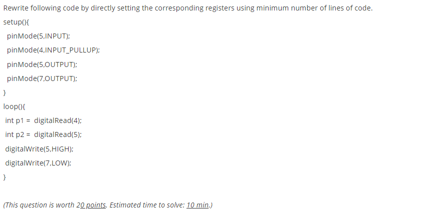 Solved Rewrite following code by directly setting the | Chegg.com