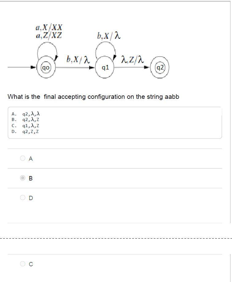Solved What is the final accepting configuration on the | Chegg.com