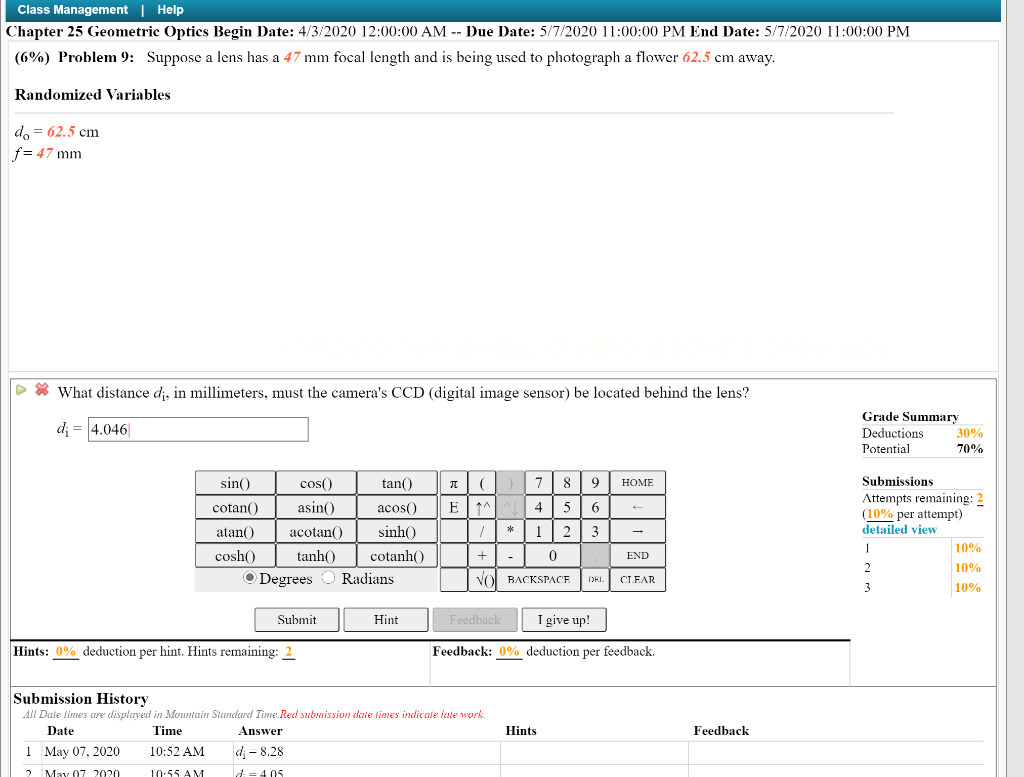 Solved Class Management | Help Chapter 25 Geometric Optics | Chegg.com