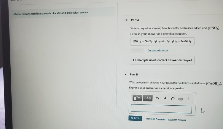 Solved A Buffer Contains Significant Amounts Of Acetic Acid