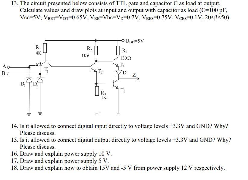 Solved 13. The circuit presented below consists of TTL gate | Chegg.com