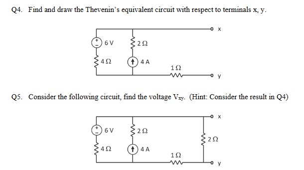 Solved Q4. ﻿Find and draw the Thevenin's equivalent circuit | Chegg.com