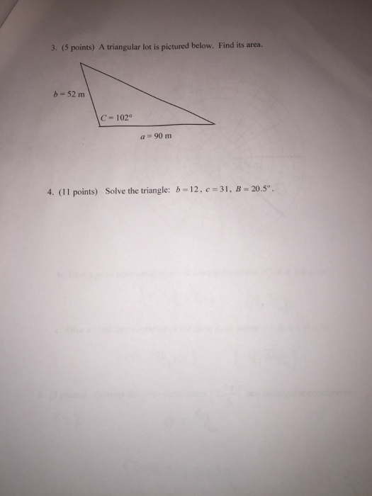 Solved 3. (5 points) A triangular lot is pictured below. | Chegg.com