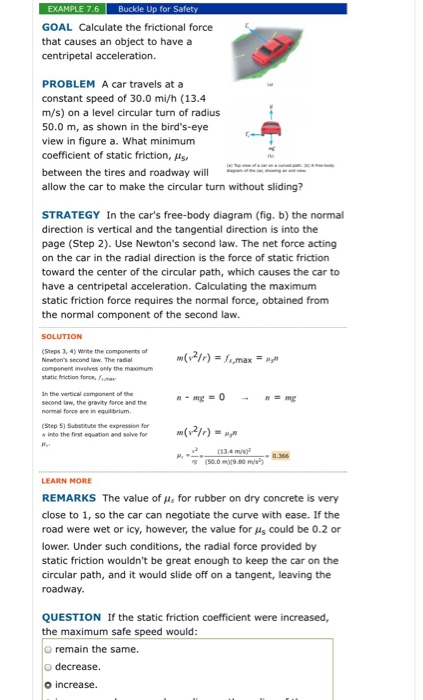 Solved GOAL Calculate the frictional force that causes an | Chegg.com