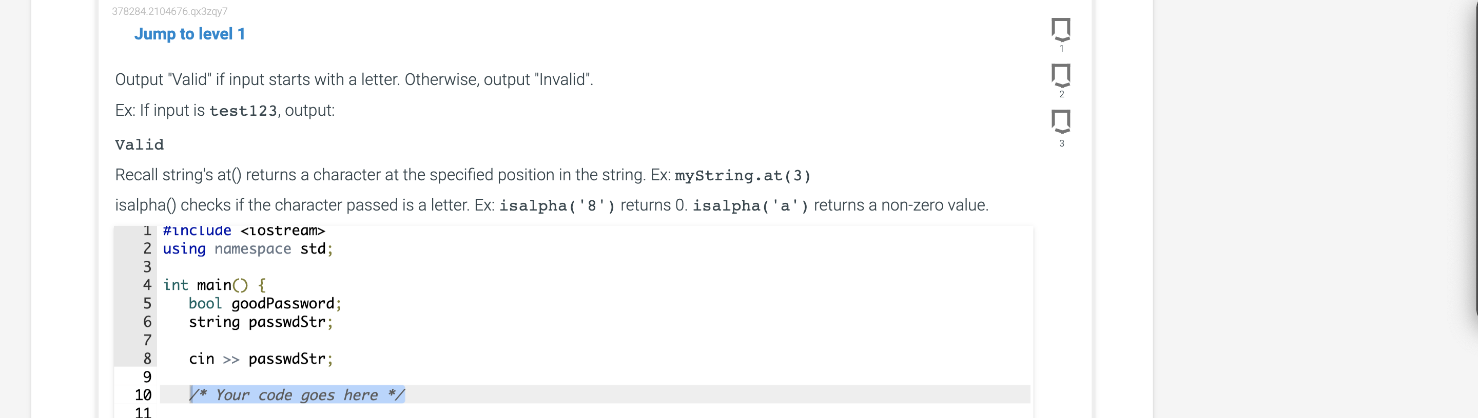 Solved 378284.2104676.qx3zqy7 Jump to level 1 Output "Valid" | Chegg.com
