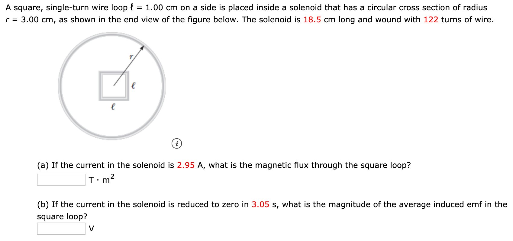 Solved A square, single-turn wire loop l = 1.00 cm on a side | Chegg.com