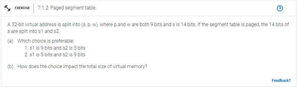 Solved A 32-bit virtual address is split into ( s,p,w), | Chegg.com