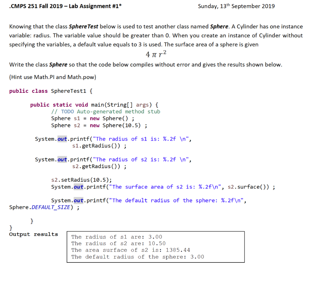 Solved .CMPS 251 Fall 2019 - Lab Assignment #1* Sunday, 13th | Chegg.com