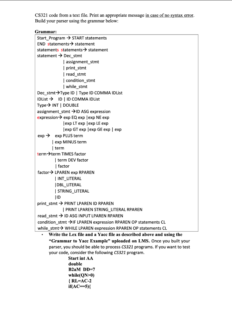 Solved For this assignment, you will use Lex tool for | Chegg.com
