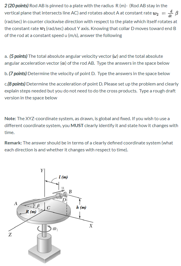 Solved 2 (20 points) Rod AB is pinned to a plate with the | Chegg.com