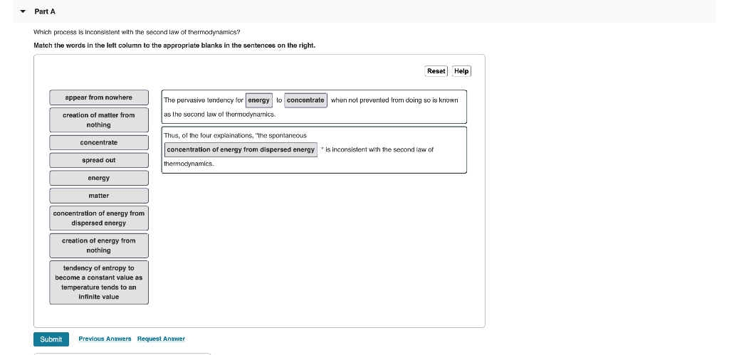 Solved Part A Which process is inconsistent with the second | Chegg.com