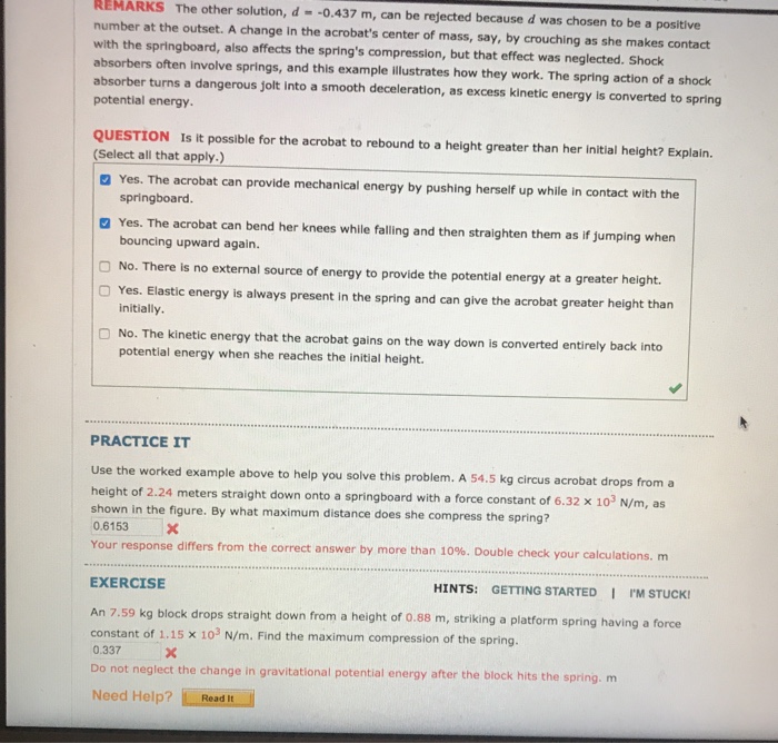Solved GOAL Use conservation of mechanical energy to solve a | Chegg.com