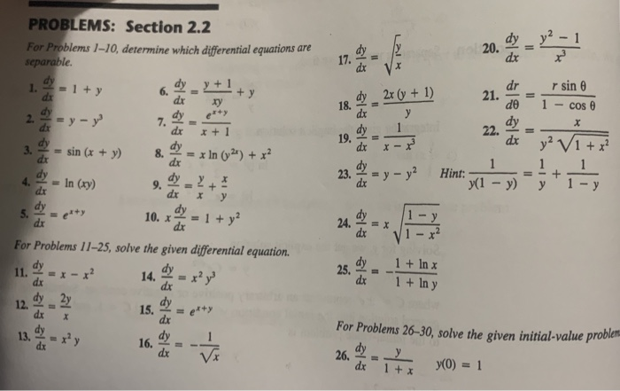 Solved PROBLEMS: Section 2.2 For Problems 1-10, determine | Chegg.com