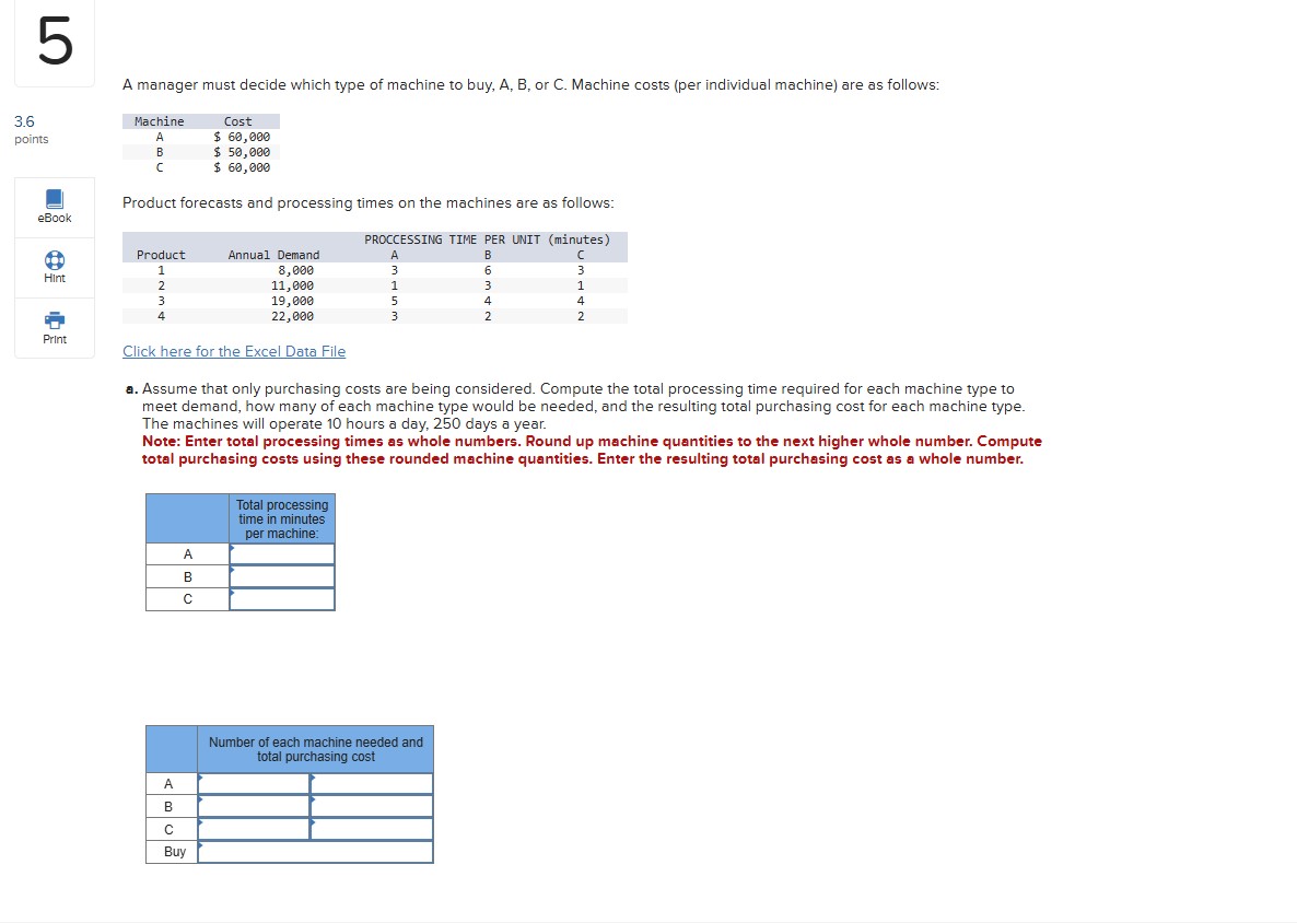 Solved A manager must decide which type of machine to buy, | Chegg.com