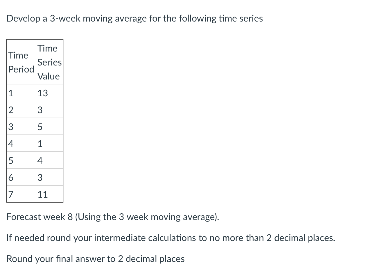 Solved Develop a 3-week moving average for the following | Chegg.com