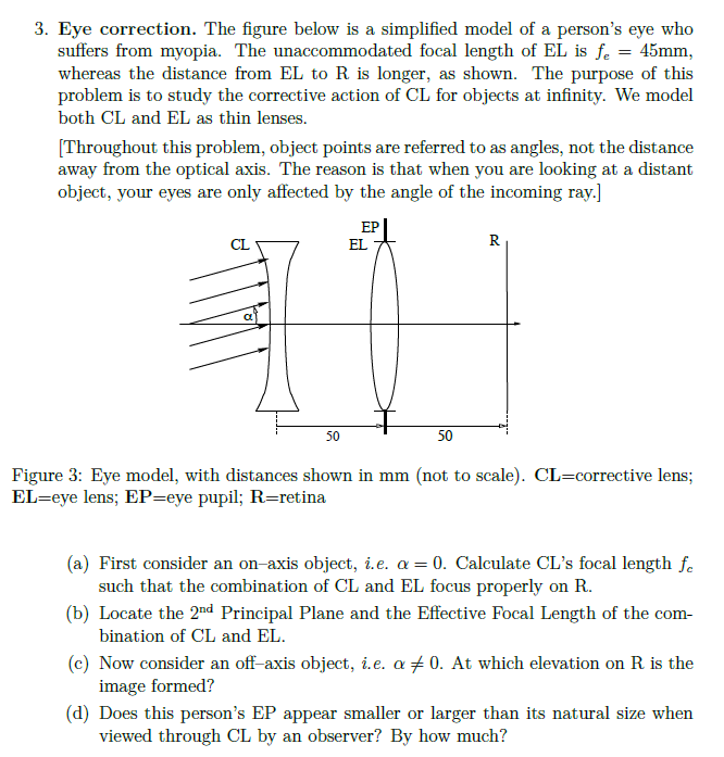 Solved 3. Eye correction. The figure below is a simplified | Chegg.com