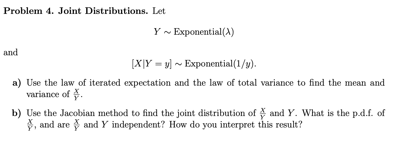 Solved Problem 4. ﻿Joint Distributions. | Chegg.com