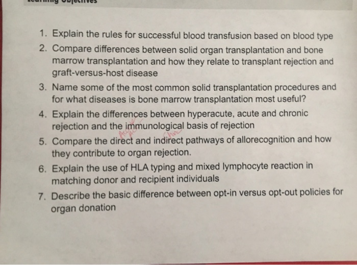 Solved 1. Explain the rules for successful blood transfusion | Chegg.com