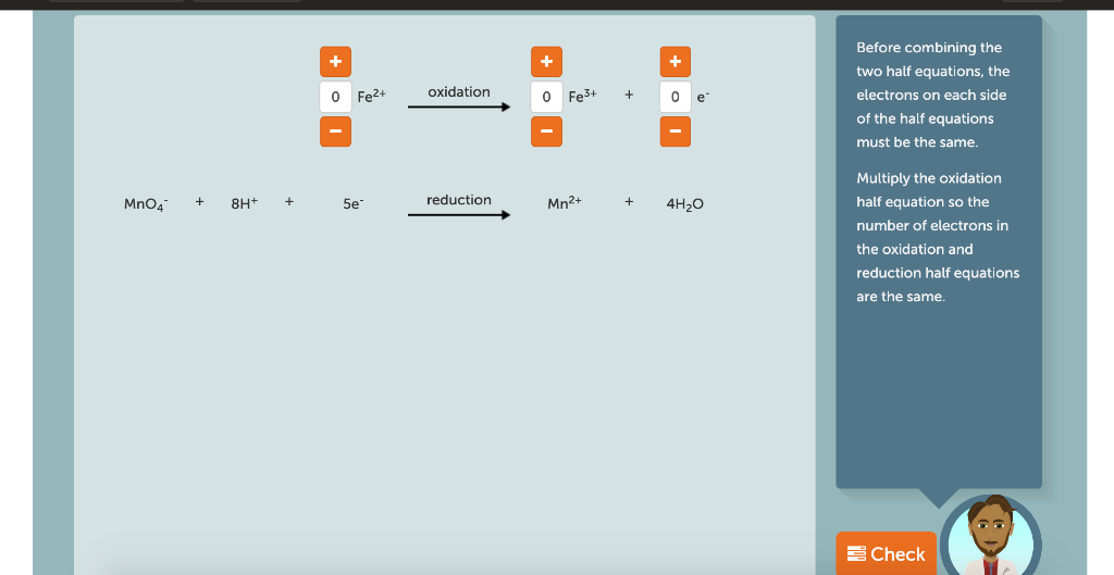 Solved 0 Fe2+ oxidation 0 Fe3+ + o e Before combining the | Chegg.com