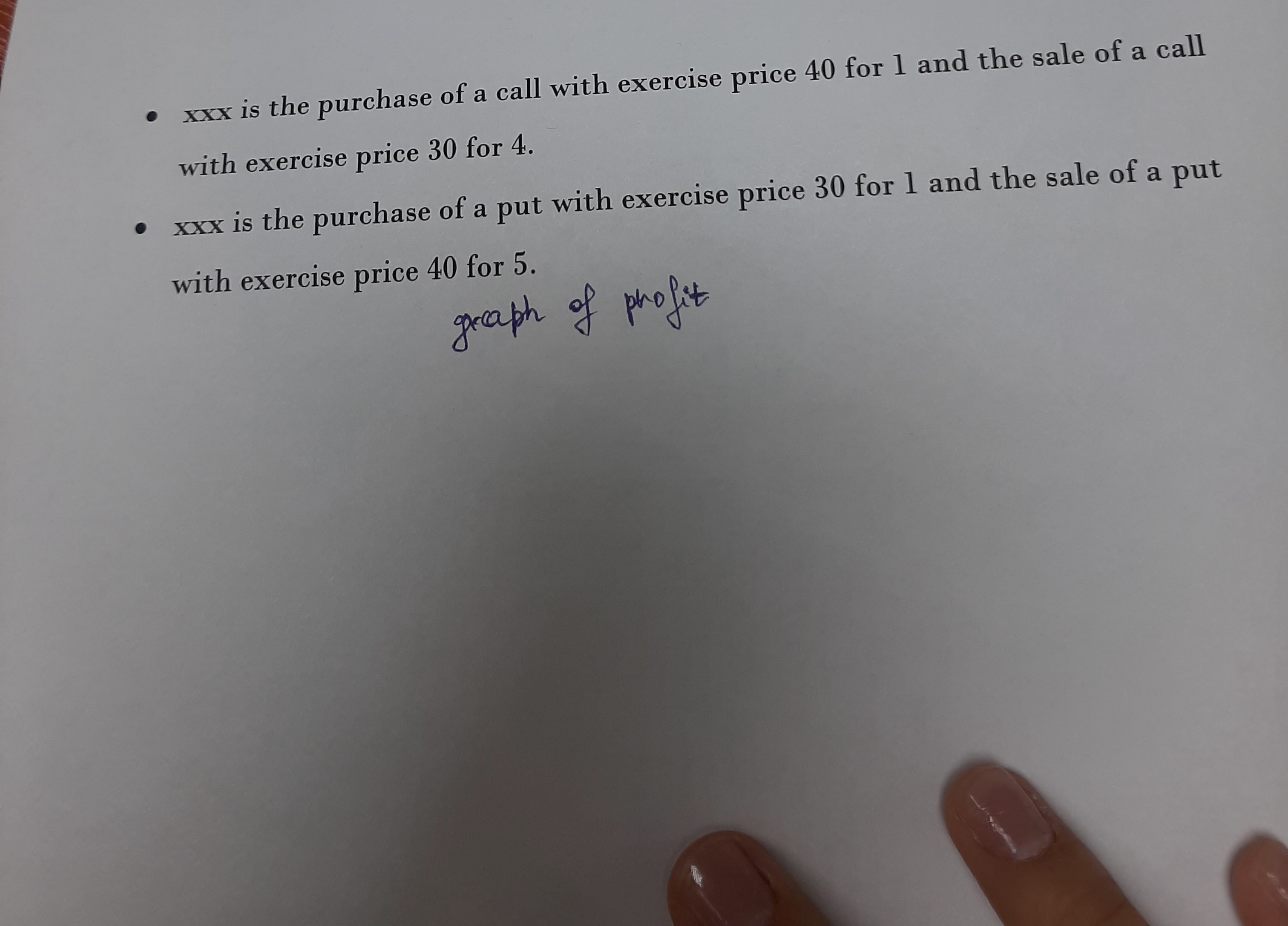 Solved ×x ﻿is the purchase of a call with exercise price 40 | Chegg.com