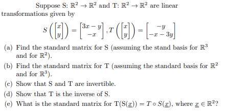 Solved Suppose S:R2→R2 and T:R2→R2 are linear | Chegg.com