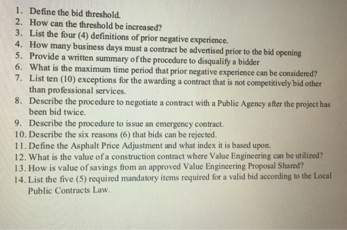 Solved 1. Define the bid threshold. 2. How can the threshold | Chegg.com