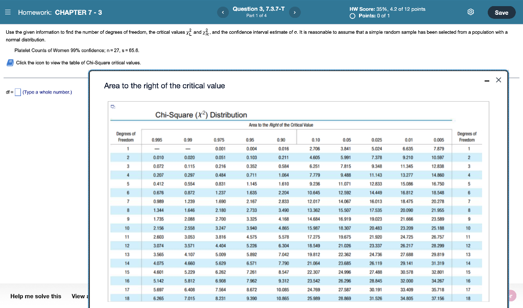 Solved = Homework: CHAPTER 7 - 3 Question 3, 7.3.7-T Part 1 | Chegg.com