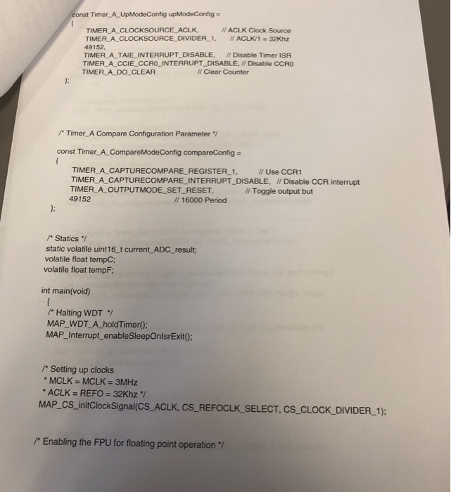 Solved ACLK Clock Source TIMER A CLOCKSOURCE ACLK | Chegg.com