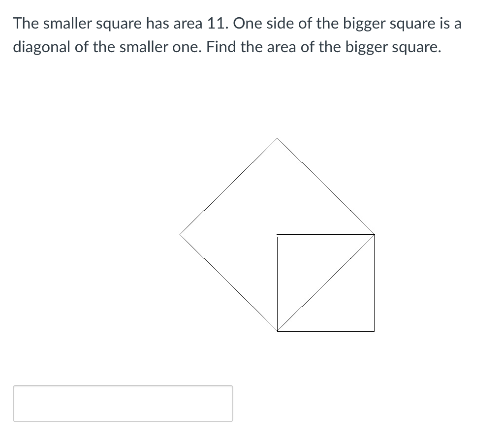 Solved The smaller square has area 11. One side of the | Chegg.com