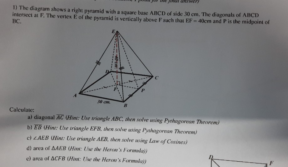 Solved , U meinUI answer) 1) The diagram shows a right | Chegg.com