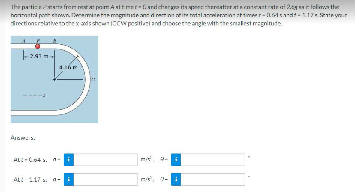 Solved The particle P starts from rest at point A at time t | Chegg.com