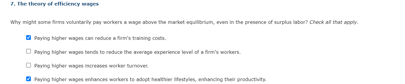 Solved 7. The theory of efficiency wages Why might some | Chegg.com
