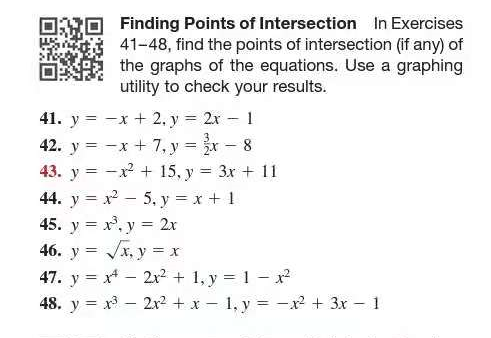 Solved Finding Points of Intersection in Exercises 41-48, | Chegg.com