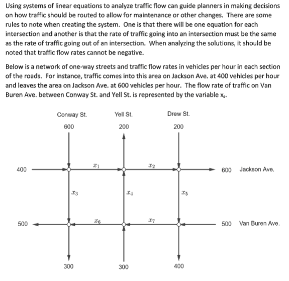Using systems of linear equations to analyze traffic | Chegg.com
