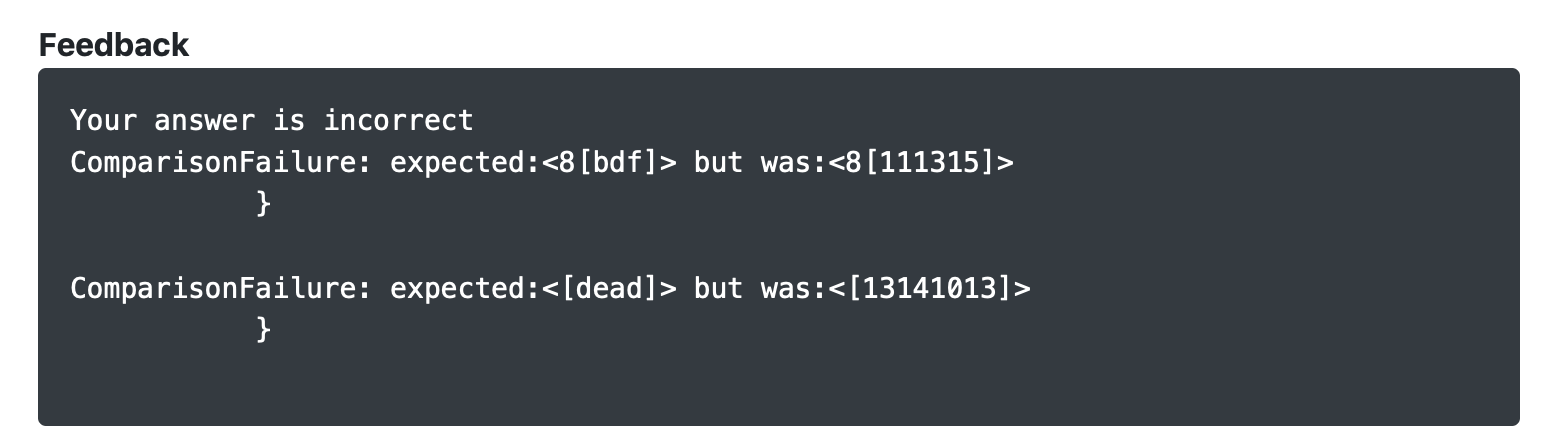 Solved PLEASE HELP ME FIX THIS CODE. THE EXPECTED FEEDBACK | Chegg.com