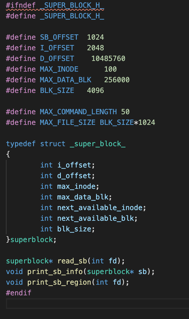 Superblock.c -- A simple program to display the | Chegg.com