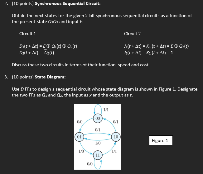 2. (10 points) Synchronous Sequential Circuit: Obtain | Chegg.com