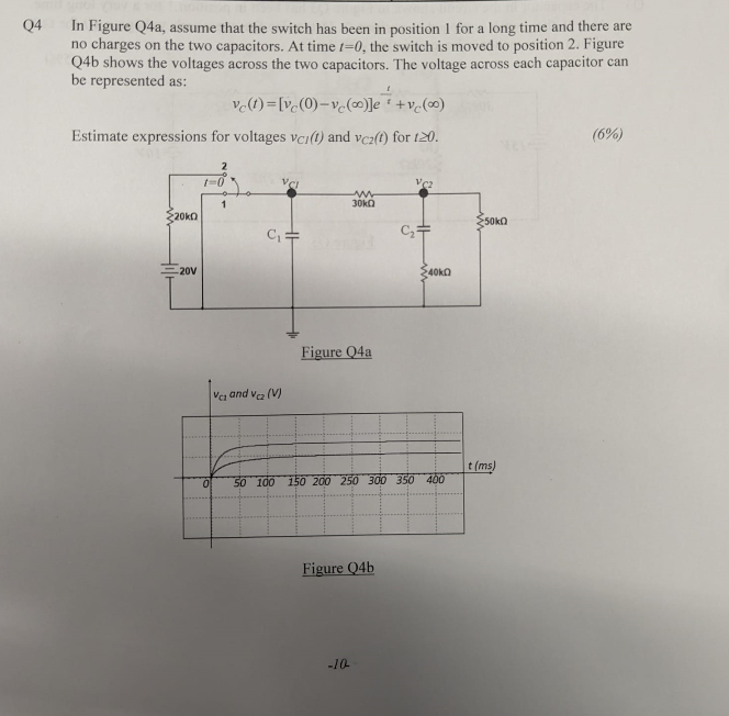 Solved In Figure Q4a, assume that the switch has been in | Chegg.com