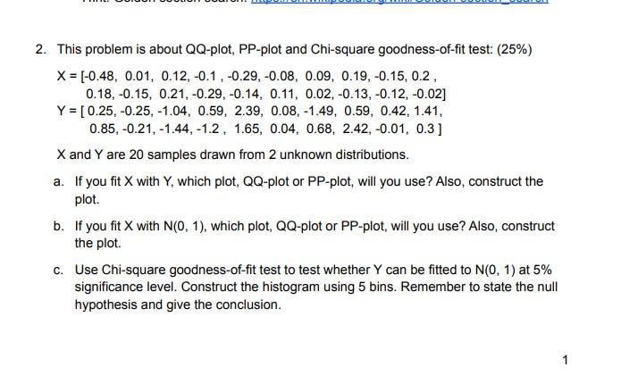 Solved 2. This problem is about QQ-plot, PP-plot and | Chegg.com