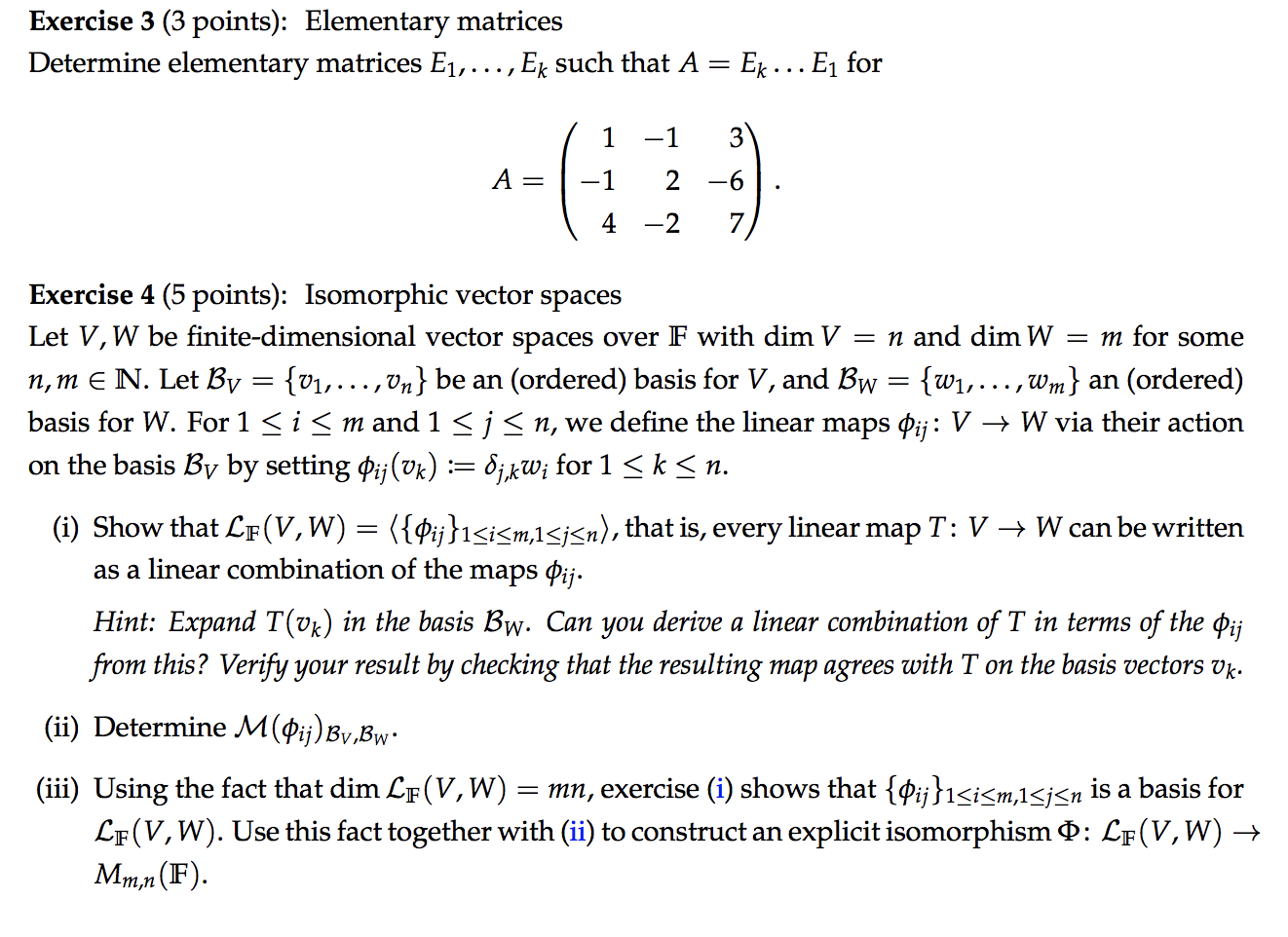 Solved Exercise 3 (3 points): Elementary matrices Determine | Chegg.com