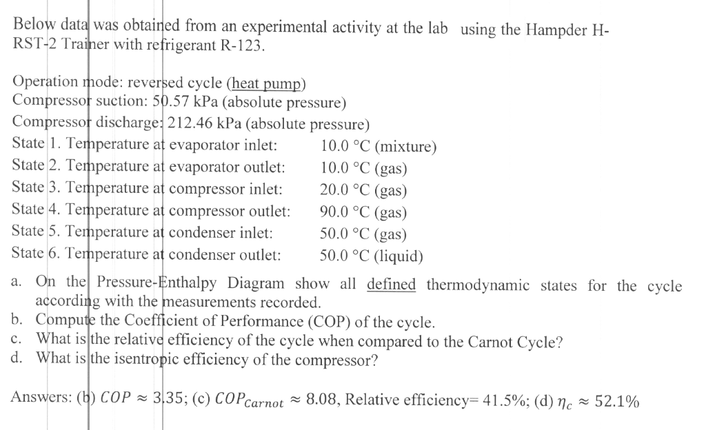 Below data was obtained from an experimental activity | Chegg.com