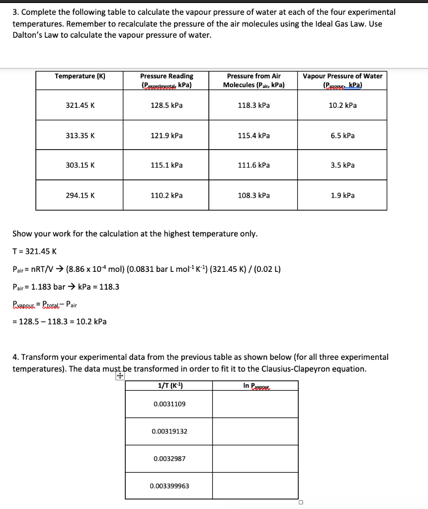 Solved How can I calculate ln Pvap without enthalpy of | Chegg.com Solved How can I calculate ln Pvap without enthalpy of | Chegg.com