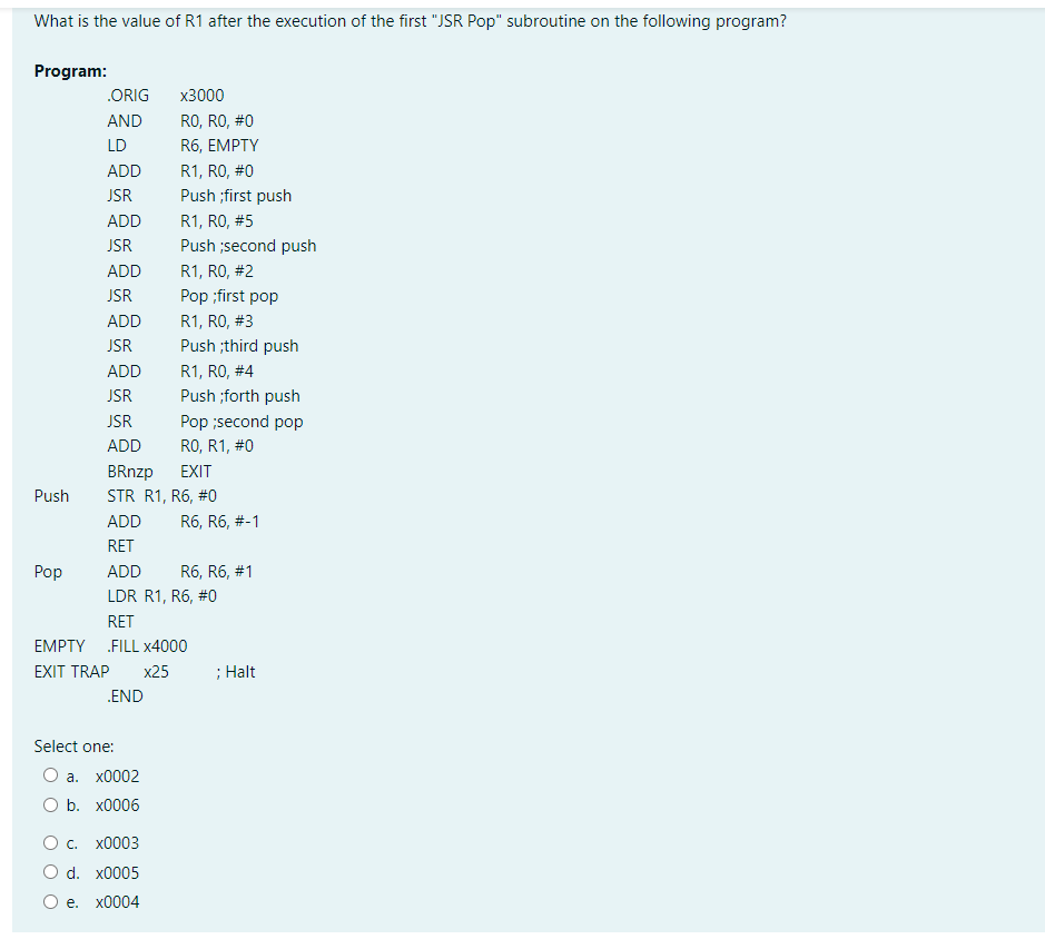 Solved What is the value of R1 after the execution of the | Chegg.com