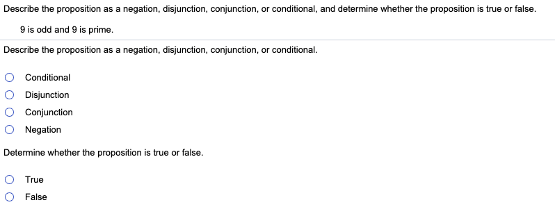 Solved Describe the proposition as a negation, disjunction, | Chegg.com