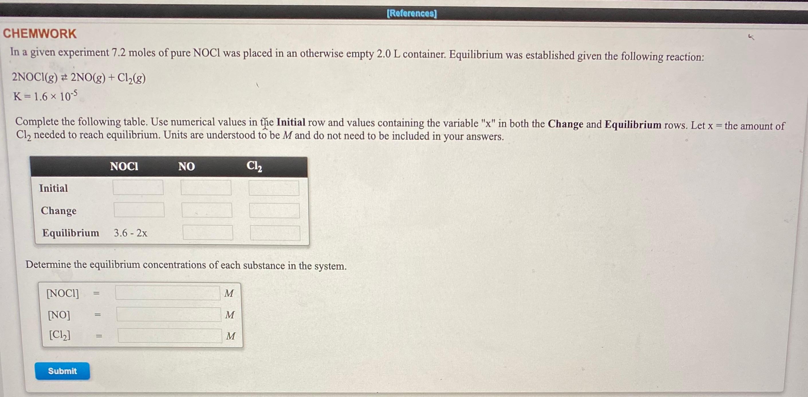 Solved [References) CHEMWORK In a given experiment 7.2 moles | Chegg.com
