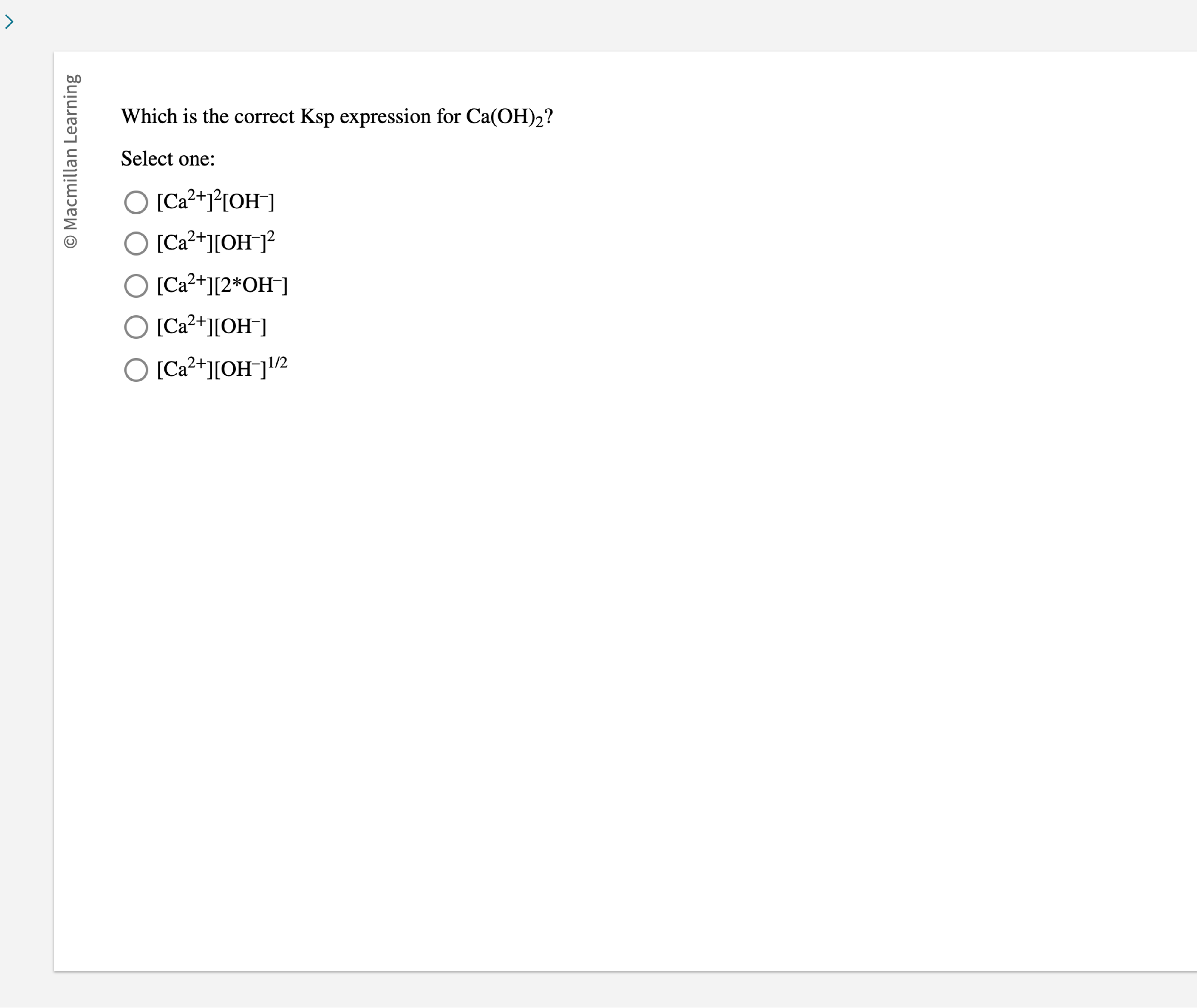 Solved Which is ﻿the correct Ksp ﻿expression for | Chegg.com
