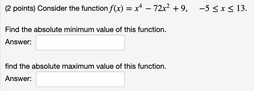 Solved (2 points) Consider the function | Chegg.com