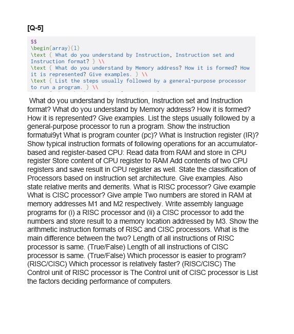 Solved [Q-5] $$ \begin{array}(1) \text What do you | Chegg.com