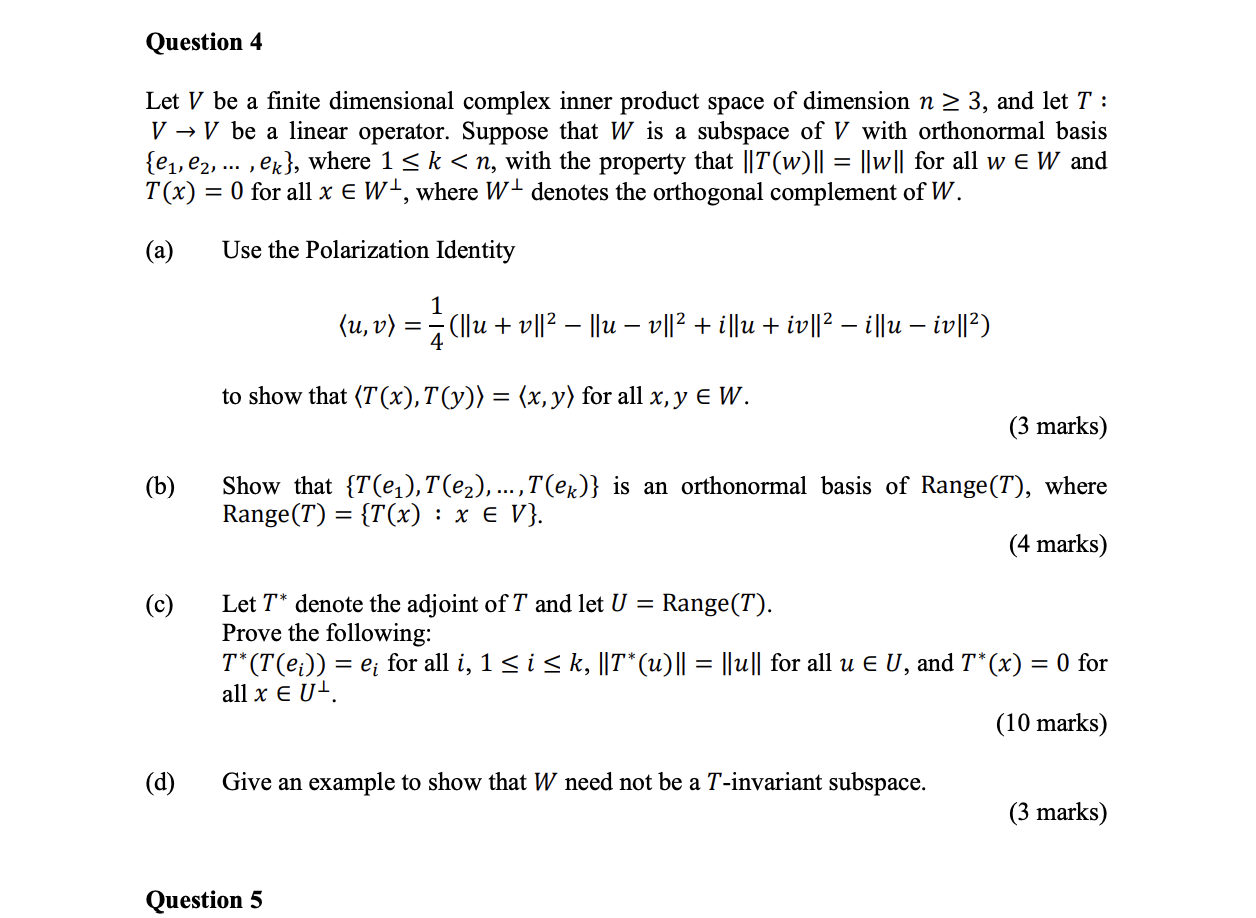 Solved Let V be a finite dimensional complex inner product | Chegg.com